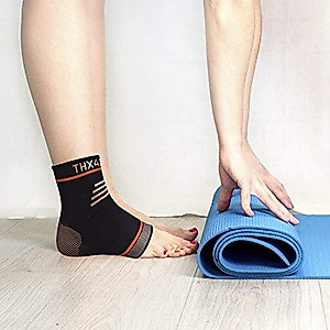 THX4COPPER Infused Compression Ankle Brace,Silicone Ankle Sleeve Support,Pain Relief from Plantar Fasciitis, Achilles Tendonitis-Reduce Foot Swelling&Prevent Ankle Injuries-Single-Small