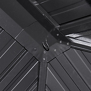 Goohome 12 x 18FT Hardtop Gazebo, Aluminum Frame Double Roof Gazebo Canopy with Mosquito Net and Curtains, Outdoor Permanent Hard Top Waterproof Pergola for Shade and Rain for Lawn, Backyard, Patio