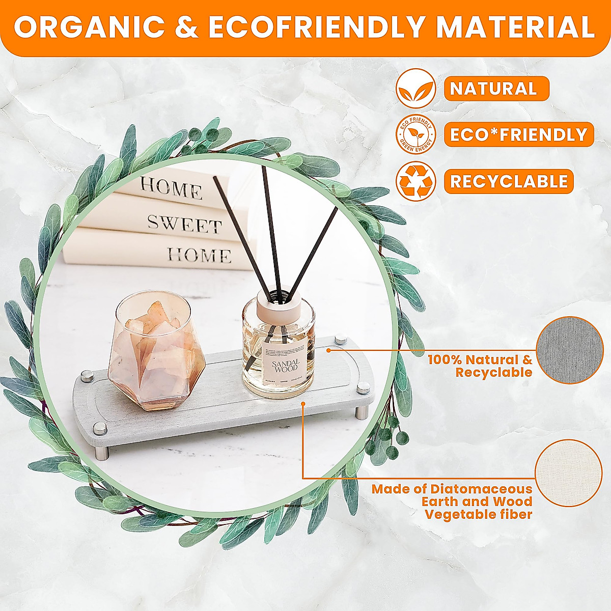 EMBICER 2pcs Fast Drying Stone Sink Tray - Instant Dry Sink Organizer - Diatomaceous Earth Sink Sponge Holder - Fast Drying Stone Sink Caddy - Non-Slip Kitchen Sink Caddy - Light Gray