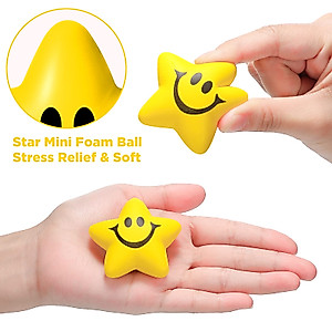 20 Pieces Star Smile Face Stress Balls Star Mini Foam Smile Ball Smile Face Toys Mini Stress Relief Star Smile Balls for School Carnival Reward, Student Prizes, Party Bag Fillers(Rich Style)