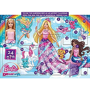 Barbie Dreamtopia Fairytale Surprise Box with Barbie Doll and 24 Gifts Including Fairytale Fashions, Magical Pets and Accessories