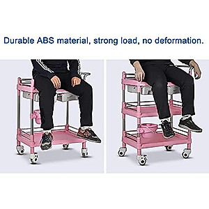 Medical Cart Household Utility Carts, Lab Cart Mobile Trolley Serving Equipment Mobile Beauty Salon Cart with Universal Wheel, Spa Hair Styling Rolling Trolley with Brake, Abs Utility Cart, Pink, S-54