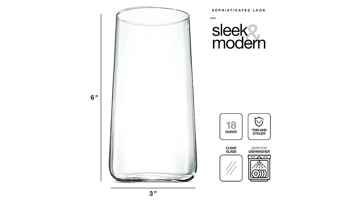 BENETI Modern Glass Highball Set of 4 - Stylish & Durable