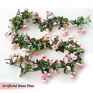 Fulercni 10PCS Fake Rose Garland, 7.5Ft Artificial Vines Flowers Hanging Rose Vine for Wedding Home Office Arch Arrangement Decoration