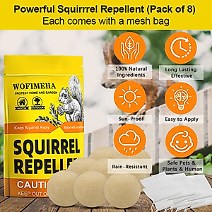 ANEWNICE Squirrel Repellent,Chipmunk Repellent, Squirrel Repellents Outdoor,Squirrels Deterrent for Garden/Bird Feeders/Attic/Cars/Shed, Squirrel Away,Mint Rodent Repellent- 8-Packs