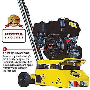 Tomahawk 8” Concrete Scarifier Road Planer Asphalt Grinder with 5.5 HP Honda Gas Engine & Drum