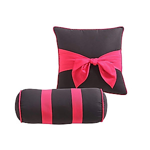 VCNY Home Sophie Polka Dot 10 Piece Bed-in-a-Bag Comforter Set, Full, Black/Pink