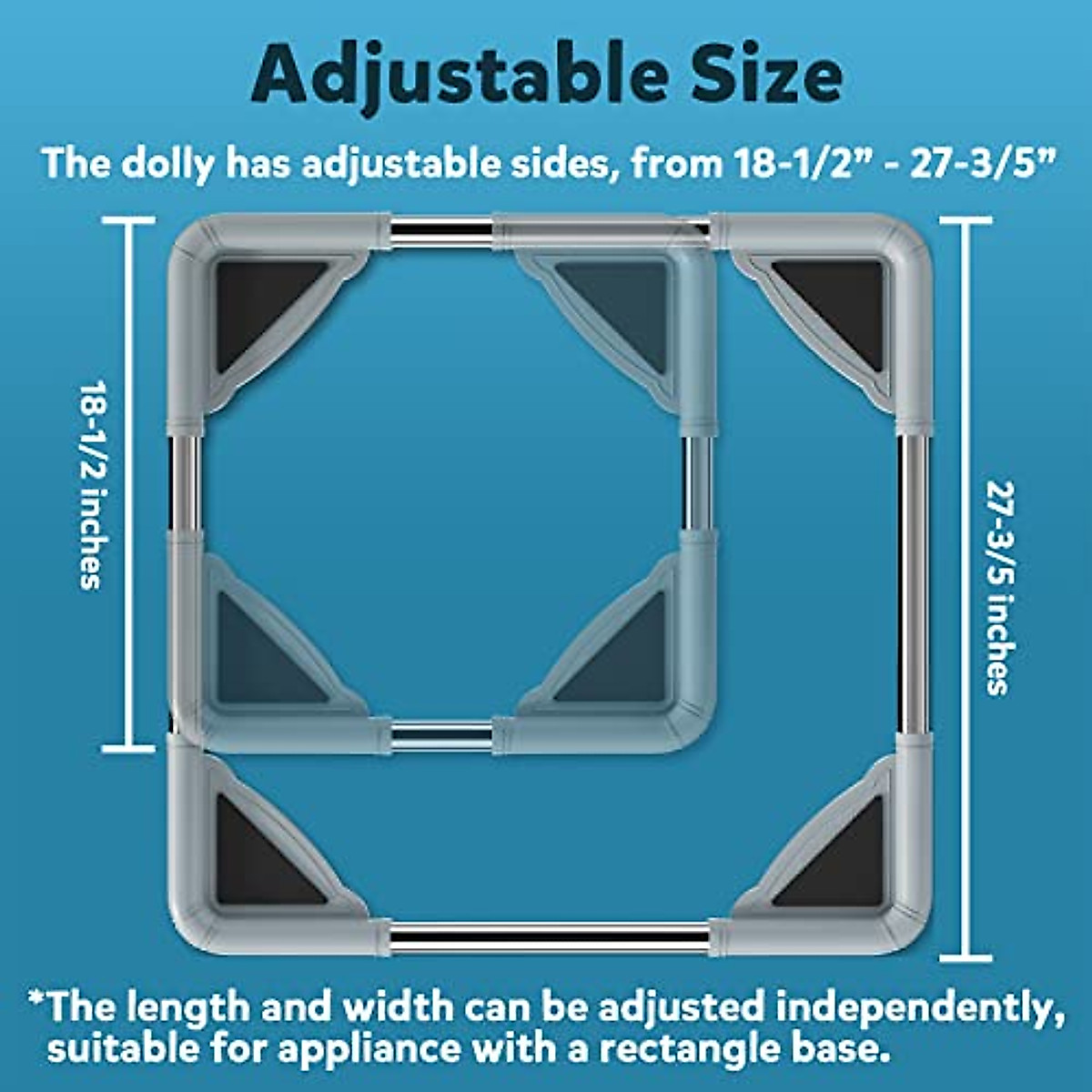 DOZAWA Telescopic Furniture Dolly with 4 Locking Wheels, Washing Machine Stand Refrigerator Base Moving Cart, Size Adjustable, Grey