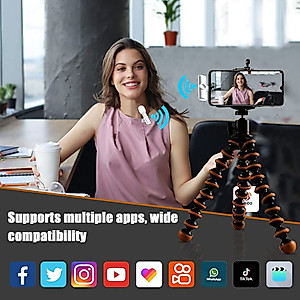 Oakaylif Wireless Microphones, Lavalier Microphone for Smartphone Plug-Play Recording Microphones Automatic Noise Reduction for Smartphone, Laptop, Vlog, Tiktok, Facebook, YouTube - White