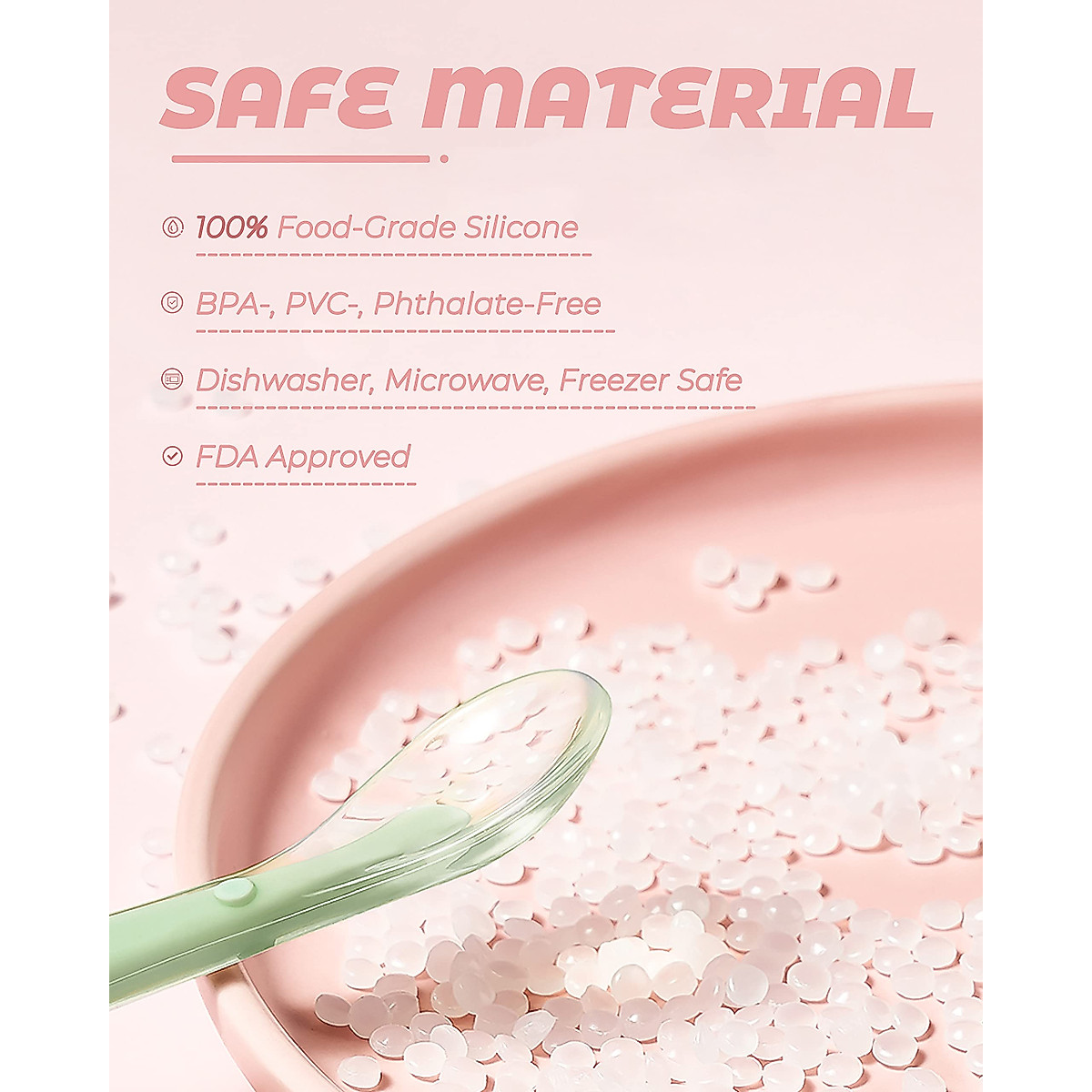 8 Pcs Silicone Baby Spoons First Stage, Baby Spoons Self Feeding 6+ Months, Toddler Utensils for Baby Led Weaning