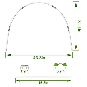 XYADX Greenhouse Hoops Row Cover Hoops Tunnel 3.5-Foot-Long DIY Greenhouse Hoops for Garden Netting and Raised Bed Plant Support Stakes with Greenhouse Clamps - 25pcs