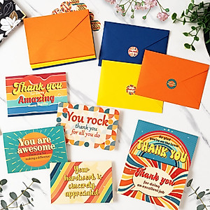 24 Pack Employee Appreciation Gifts Employee Thank you Cards with Envelopes & Stickers 4" x 6" Thank You Business Cards Staff Appreciation Gifts for Team Coworkers Employee Work Anniversary, 6 Designs