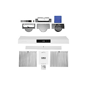 Hauslane 30 Inch - Under Cabinet Range Hood, Matte White Hood, Vent Hood 30 Inches, Stove Vent Hood for Kitchen, Kitchen Vent Hoods 30 Inch with LED - Chef Series PS18