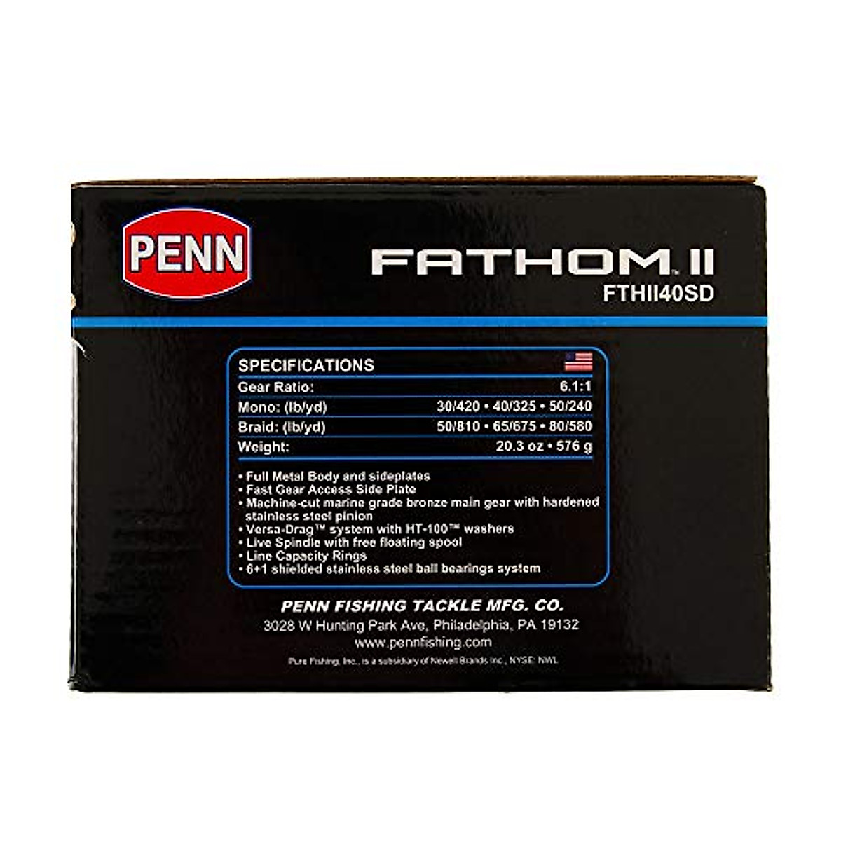 Penn FTHII40SD Fathom II Star Drag Reel, 7 Brg, 6.1:1, Rnd,420/30#
