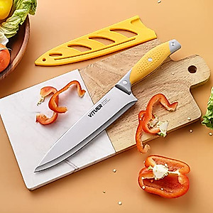 VITUER Chef Knife, 12PCS Knife Set, Multicolor Kitchen Knife, 8 Inch Chef Knife, 4.5 Inch Utility Knife, 4 Inch Paring Knife, Stainless Steel Chef Knife Set with Accessories