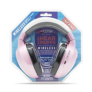 Lucid Audio Wireless HearMuff - Hearing Protection Earmuffs for Babies, Infants or Toddlers - Bluetooth Sensory Headphones for Autism, Fireworks, Sporting Events, and Concerts for Kids ages 0-4 (Pink)