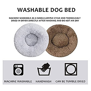 Waterproof Dog beds for Medium Dogs, Calming Anti Anxiety Cat Beds, Round Fluffy Faux Fur Plush Cozy - Confortable & Warm Donut Washable Pet Bed (16"/20"/24"/27"/36")