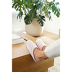 Dearfoams Women's Leslie Washable Memory Foam Terry Clog with Wide Widths Slipper, Fresh Pink, Medium