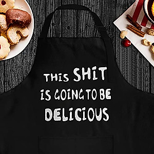 LYLPYHDP Funny Apron for Men, Chef Bib Apron with 2 Pockets, Adjustable Neck Strap and 40" Long Ties – Perfect for Kitchen Cooking, BBQ, Baking, Gifts for Husband, Dad, Wife, Mom,