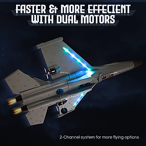 SkyylineTek RC Jet 2.4 Ghz RC Plane with Smart Gyroscope System, Dual-Motor, and LED Lights,F-22 Raptor Fighter Jet Toy, EPP Foam RC Glider, Great Remote Control Plane for Beginners, Kids, and Adults