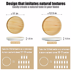 2 Pack Wood Grain Lazy Susan Turntable for Cabinet,Rotating Spice Racks for Pantry Cabinet Cupboard Organizer Table,Plastic Lazy Susan Organizer(12.5+12.5inch)