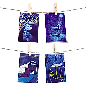 Blue Dream Quiet Room Decor Aesthetic wall collage kit Posters Elk Ocean Moon Galaxy Stars Cosmic Fantasy Elements Artwork for teen girls women bedroom home dorm abstract card Wall Art decor (50pcs 4x6inch)