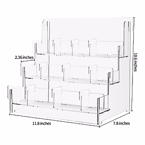 DOSTATNI 3 Tier Greeting Card Display Rack Acrylic Sticker Display Stand Retail Display Photo Stand Postcard Display Mail Organizer Stamp Pad Holder Storage Rack for Stickers Cards Tabletop