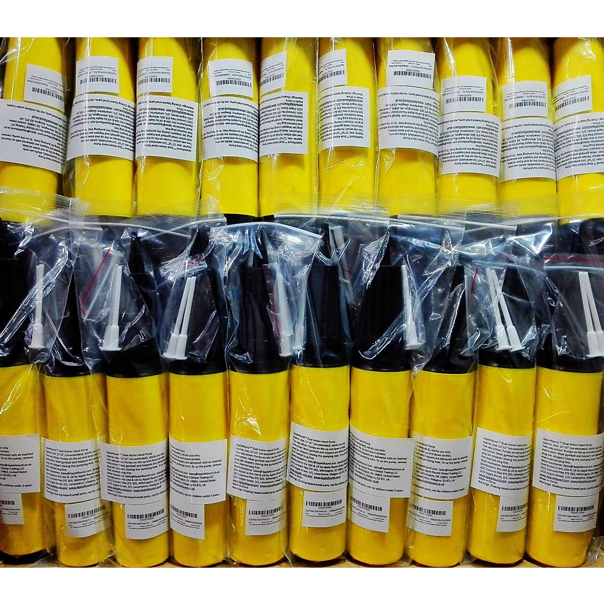 AppleRound Dual Action Hand Air Pump for: Gym Ball, Exercise Ball, Hippity Hop Bouncer, Hopper Balls, Inflatable Bouncing Horse (Pack of 1)