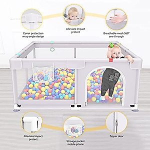 Baby Playpen, Baby Playpen for Babies and Toddlers,Kids Safe Play Center Indoor & Outdoor Playard for Kids Activity Center 50''x 50' Gives Mommy a Break