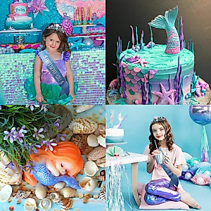 Didder Mermaid Themed Party Outfit: Sash, Crown and Decorations for Girls