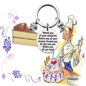 FEELMEM Baker Gift Culinary Student Gifts Culinary School Graduation Gift Behind You All Your Memories Before You All Your Dreams Keychain Baking Jewelry Bake Lover Gift Pastry Chef Gift