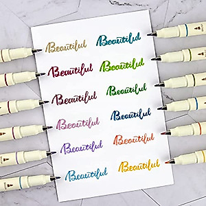WRITECH Arts Sign Brush Pen Brush Tip Marker Felt Tip Water Based Ink Color Pens 12 Assorted Vintage Colors Great for Lettering Journaling Calligraphy (Vintage)