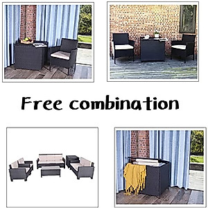 UNITED FLAMES 91 Gallons Outdoor Storage Box Waterproof Deck Box Lightweight All-Weather Wicker Storage Bin for Storing Cushions Garden Tools and Pool Toys Black