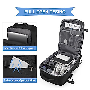 coowoz Travel Backpack For Women Men Airline Approved,Black Carry On Backpack,Large Hiking Waterproof Outdoor Sports Rucksack Casual Daypack Fit 15.6 Inch Laptop Backpack for College