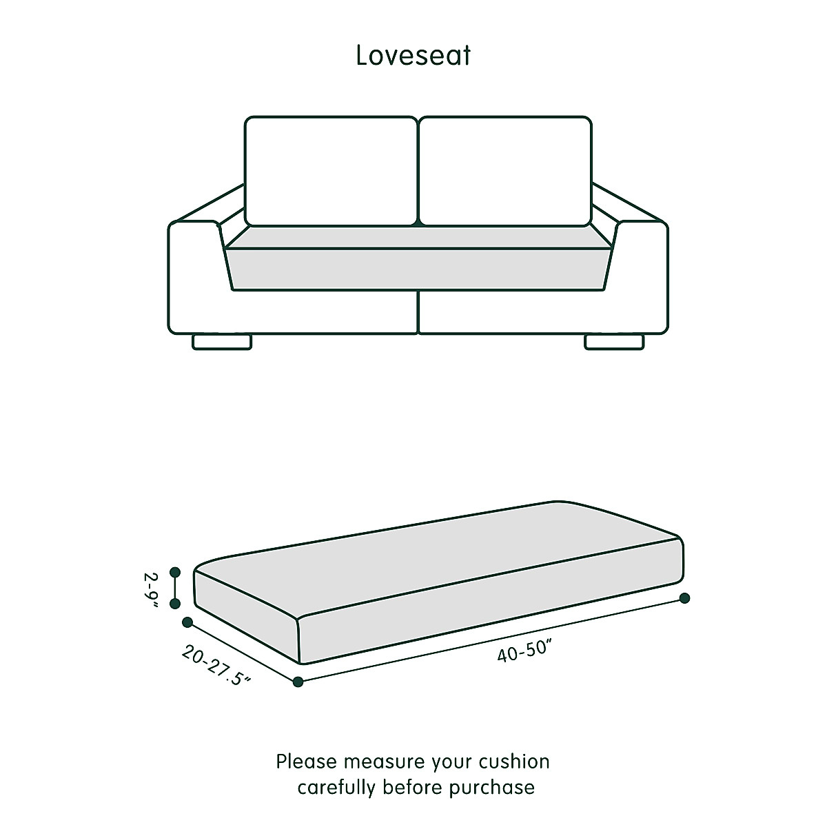 CHUN YI Stretch Loveseat Couch Cushion Cover Suitable for 2 Settee, Sofa Seat Slipcover with Spandex Jacquard Fabric(Medium,Grey)
