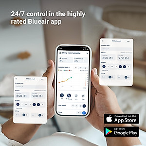 BLUEAIR Premium Smart Humidifier: 3.5L Dishwasher Safe Tank for Large Room, Better Sleep with Evaporative Tech, Auto & Night Mode, Easy Top Fill, Air Quality Insight with App, Touchscreen, 48-Hour run