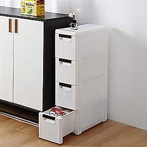 Flulep 4 Drawers Large Storage Carts, Mobile Cabinet with Wheels, Rolling Cart Organizer Narrow Slim Container Storage Cabinet for Bathroom, Bedroom (4 Drawer, with Wheels)