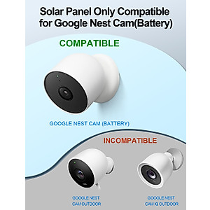 Solar Panel Charger for Google Nest Camera Outdoor and Indoor (Battery Version), 5V 5W Nest Cameras Solar Panel with 13.1Ft Fast Charging Cable, IP65 Waterproof Solar Power Made for Google Nest