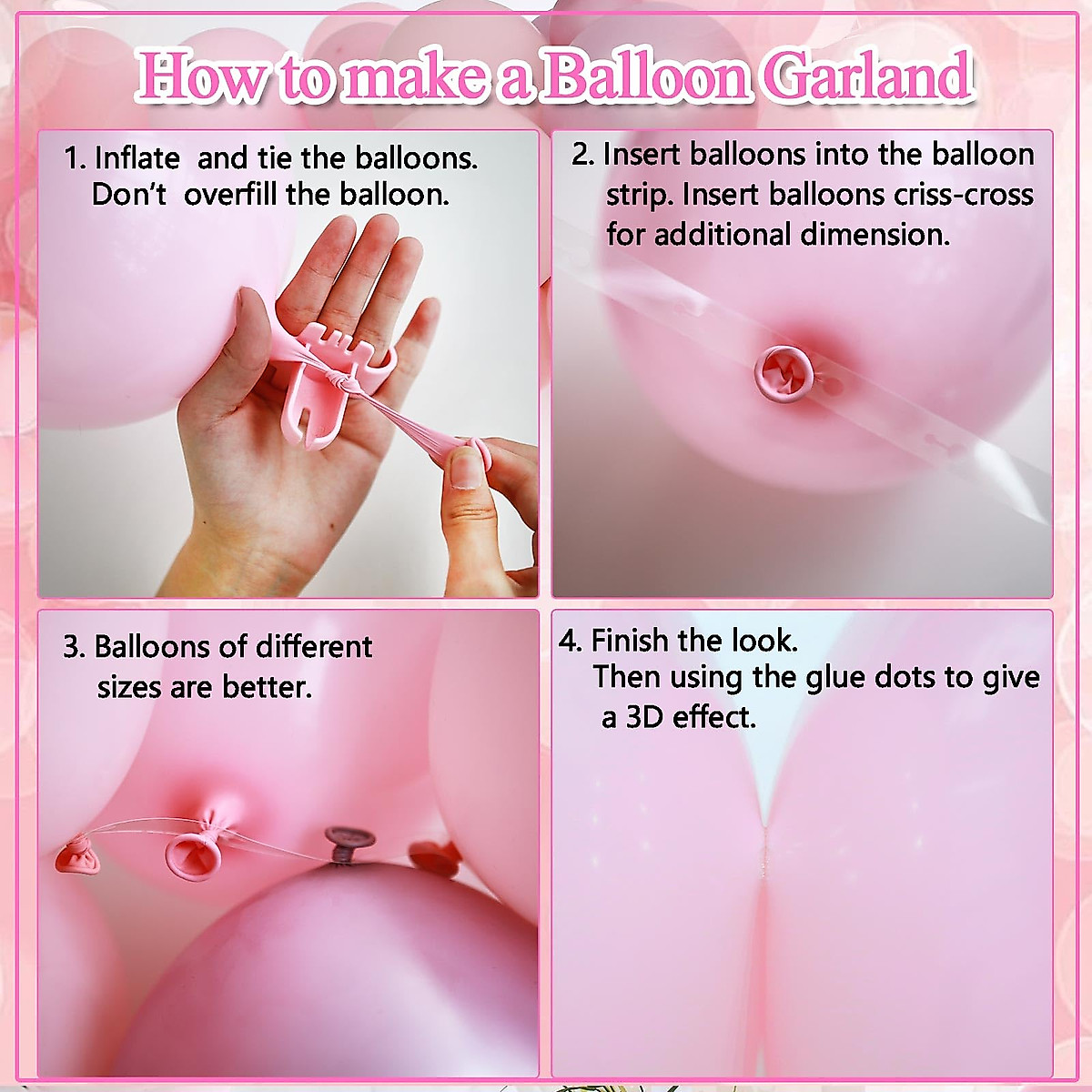 Felice Arts Birthday Baby Shower Balloon Arch Pink and White Different Size Balloons Garland Kit Latex Balloons Silver Chrome Balloons for Wedding Bridal Baby Shower Party Decoration