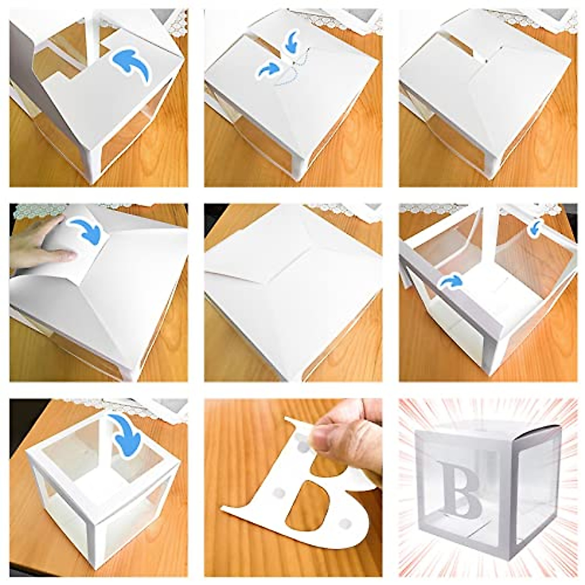 4 pcs White Transparent Balloons Boxes with 30 Letters 10 Numbers 5 Symbols, 49 pcs Party Decorations Kit Supplies, Boys Girls Birthday Baby Shower Gender Reveal Decoration Backdrop, Photo Props