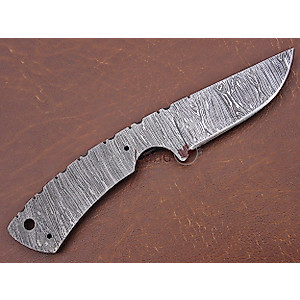 ColdLand 8" Damascus Steel Knife Blade Blank with Bolster - Hand Forged Knife Blanks Full Tang Ideal for Knife Making Supplies, Hunting, Fishing, Camping, Outdoor Sports NB25