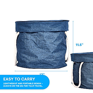 JTJ Sourcing Toy Storage Basket and Play mat - Lego Storage Bag with Drawstring Closure for Fast Cleanup of Building Bricks Small Toys - Swoop Bag - Durable Nylon - Blue