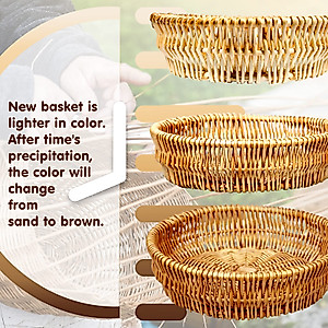 NUTRIUPS Natural Handmade Bread Basket for Serving,9.8inch Small Round Bread Basket,Wicker Fruit Basket