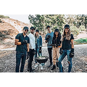 BBQ Gloves for Grilling by GRILL TEAM SIX - Extreme Heat Gloves Resistant 932°F - Perfect for Oven Gloves, BBQ Gloves for Smoker, Smoker, Cooking - Non-Slip Silicone Grip - Plus GT6 Hat