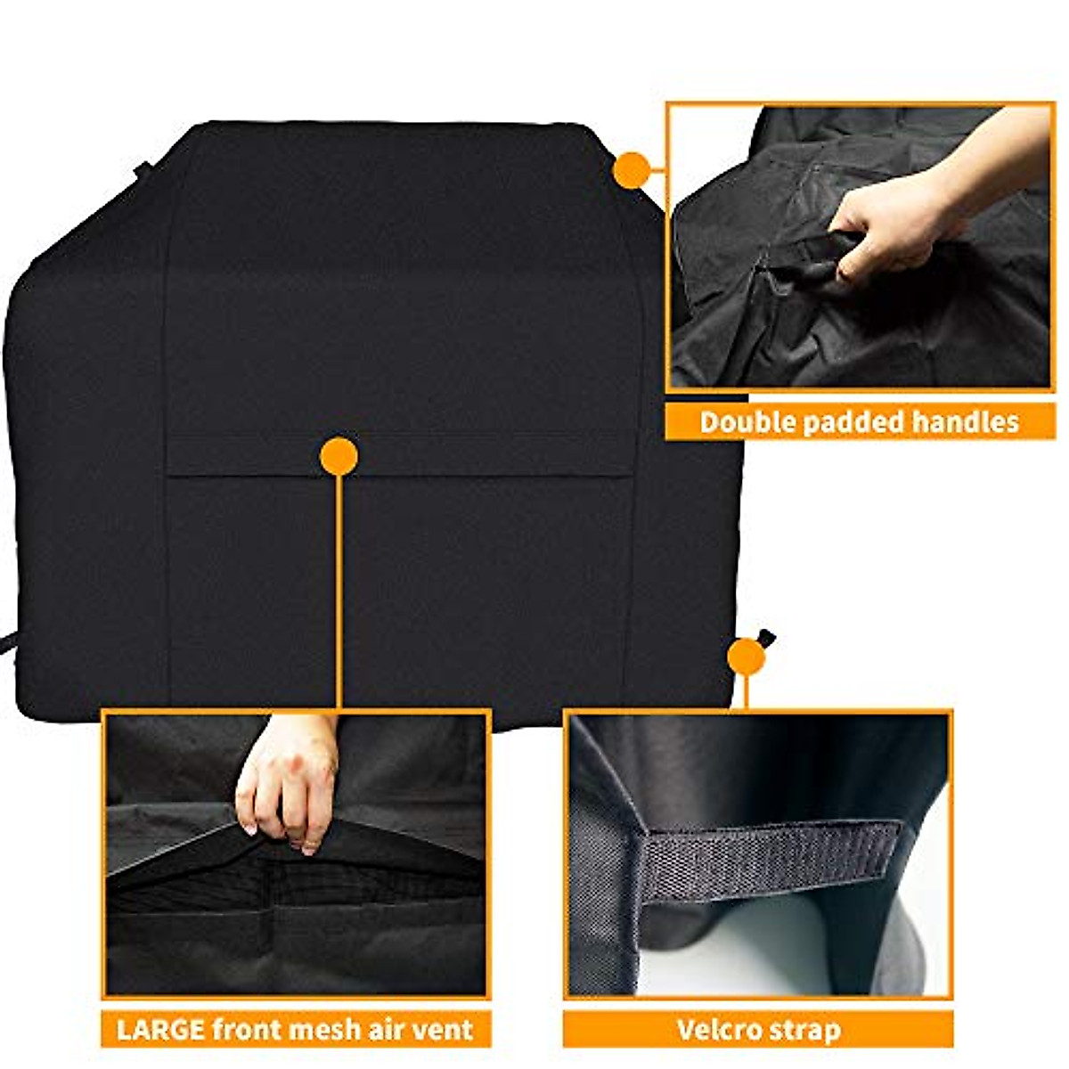 iCOVER BBQ Grill Cover-82 Inch UV Fade Resistant Heavy-Duty Water Proof Patio Outdoor Barbecue Gas Grill Smoker Cover 600D Canvas Cover for Weber Char-Broil Brinkmann Holland JennAir Nexgrill,Black