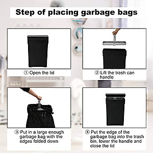 Kitchen Garbage Bin Kitchen Trash Can with Lid 13 Gallon Trash Can Stainless Steel Trash Can Bathroom Touch Free Trash Can Anti-Fingerprint Trash Can for Bathroom, Powder Room, Bedroom，Black