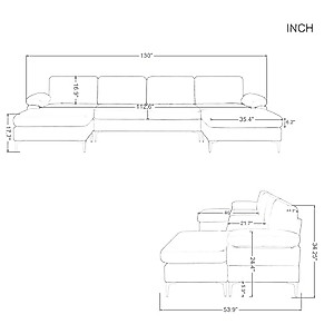 Eafurn Oversized Deep Seat Reversible Modular Sectional Couch Convertible Sleeper Corner Sofa Bed, Symmetrical L Shaped Lounge Sofá with Movable Ottoman and Solid Wood Legs for Living Room Office