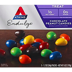 Atkins Endulge Chocolate Peanut Candies, Dessert Favorite, 0g Sugar, 20 Counts