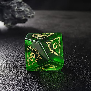 VVFOR Prism Rainbow Glass DND Dice Set Sharp Edge Polyhedral D&D dice for Role Playing Games Table Games D20 D6 D10 D12 D8 (Green Viking)