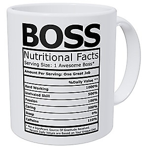 Wampumtuk Boss Nutritional Fatcs 11 Ounces Funny Coffee Mug